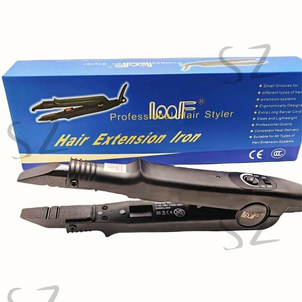 Щипцы для горячего наращивания волос loof JR-611B Плоская головка с терморегулятором