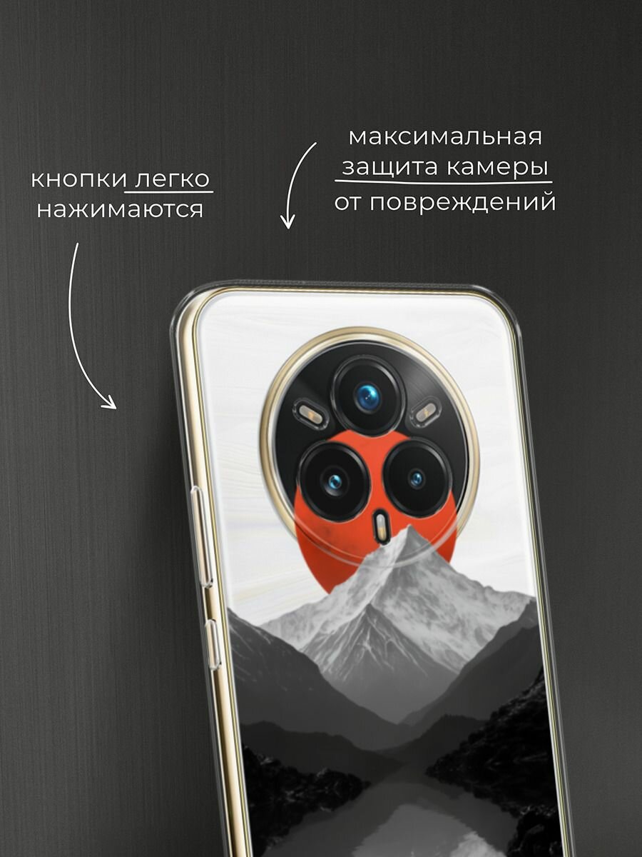 Чехол на Realme 14 Pro+ / Реалми 14 Про+ с принтом Белая гора 2, прозрачный — фото 1