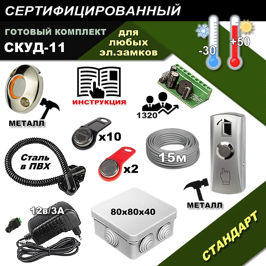 Комплект СКУД-11 для любых электро-замков