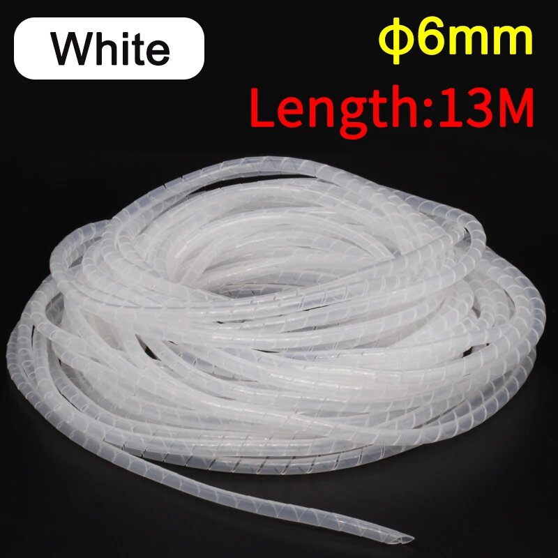 Прозрачный спиральный кабель органайзер 4/6/8/10/12/14/16/18/20/25/30 мм 6mm-White