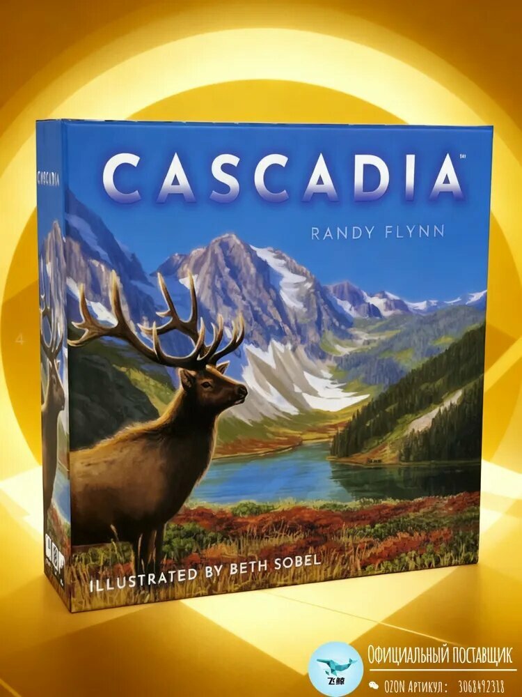 Настольная игра Cascadia с дополнением Landmarks, победитель Spiel des Jahres 2022, стратегия с животными для 1-4 игроков, английская версия