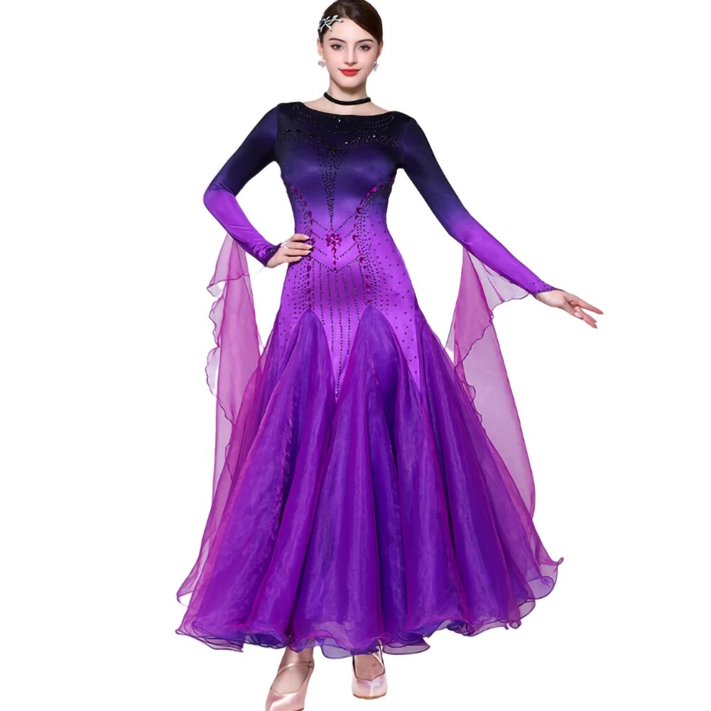 Фиолетовое бальное платье для танцев Фиолетовый, L, purple