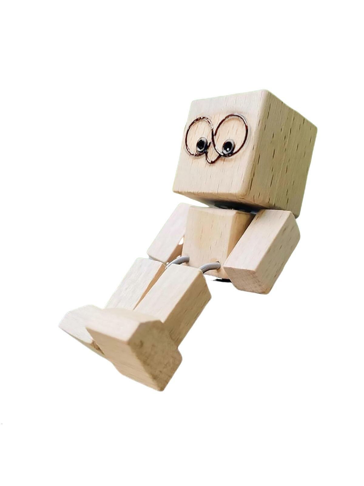 Фигурка деревянного человечка с трясущимися ногами, забавный подарок ручной работы для автолюбителя