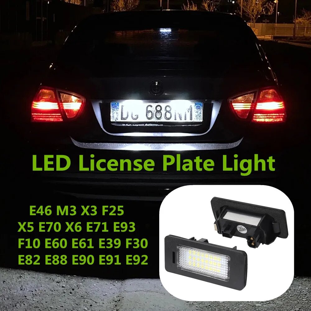 Новые bezbłędne светодиодные лампы освещения номерного знака автомобиля, аксессуары для BMW E91 E60 E61 E71 E72 X6 X5 E70 E39 M5 E82 E90 E92 E93 M3 E46