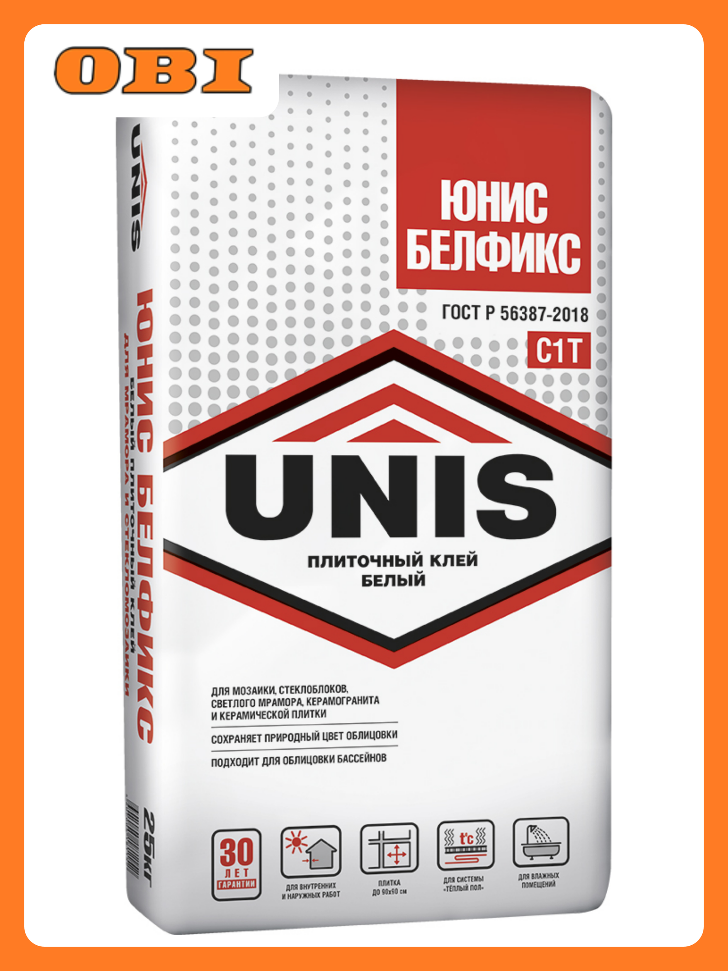 Плиточный клей цементный UNIS Белфикс 25 кг