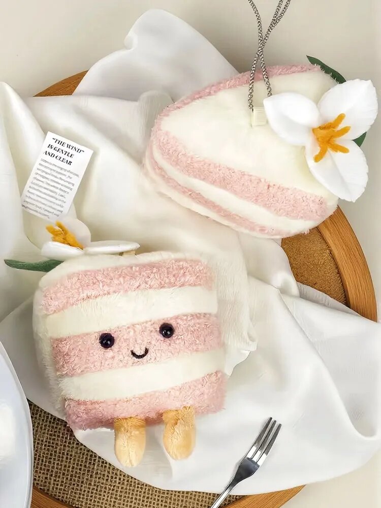 JELLYCAT Розовый треугольный торт с милой плюшевой игрушкой，Детские плюшевые игрушки, подарки на день рождения