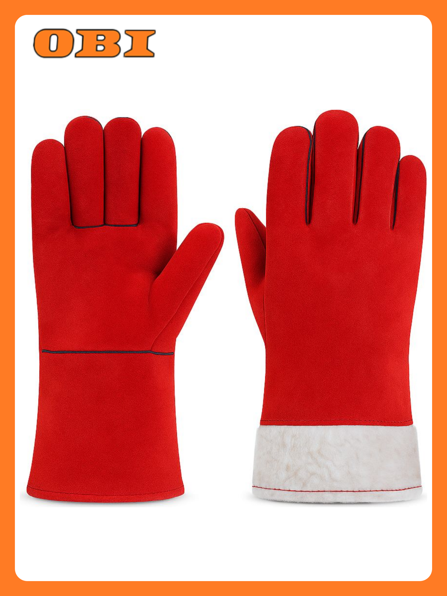 Краги спилковые, пятипалые, зимние, утепленные, красные, размер L/XL