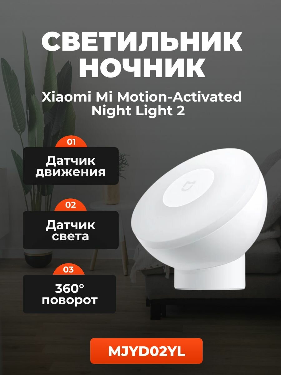 Умный светильник ночник с датчиком движения Xiaomi Mi Motion-Activated Night Light 2 MJYD02YL