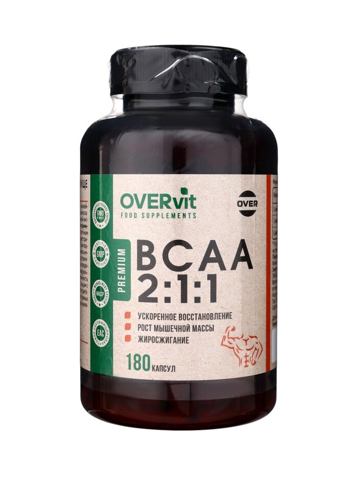 Комплексная добавка к пище BCAA 2:1:1 OVERvit, 180 капсул 10966451