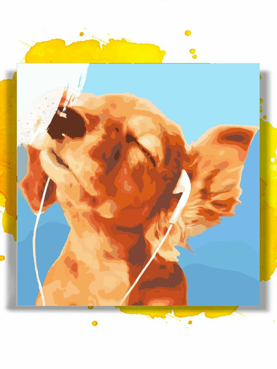 Картина по номерам на холсте Такса в наушниках, 50 х 50 см