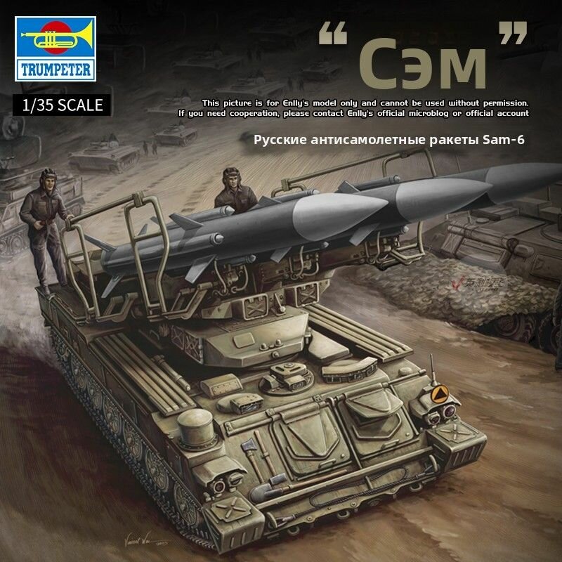 Масштабная модель зенитного ракетного комплекса 2К12 Куб SAM-6 Trumpeter 1/35, сборная модель для диорам и коллекций