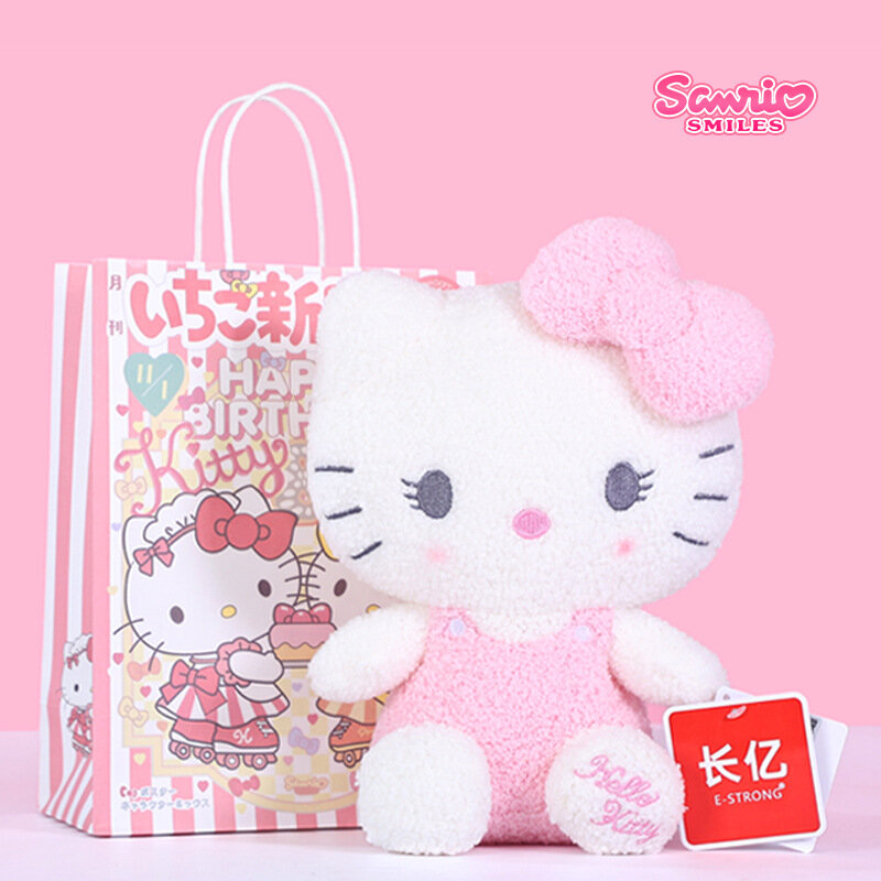 Плюшевая кукла Hello Kitty 25 см с подарочной сумкой мягкая игрушка для девочек подарок на день рождения