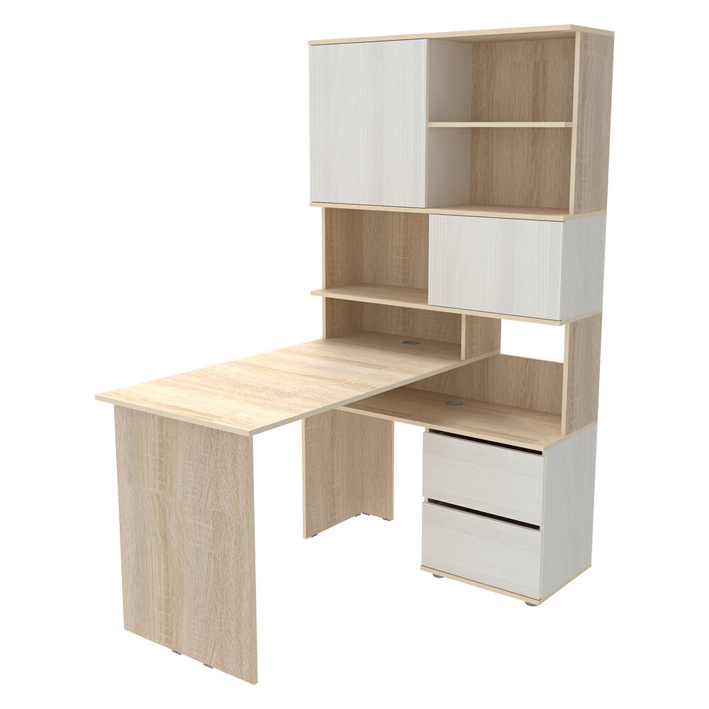 Стол письменный со стеллажом 1045 Дуб Сонома Белое Дерево