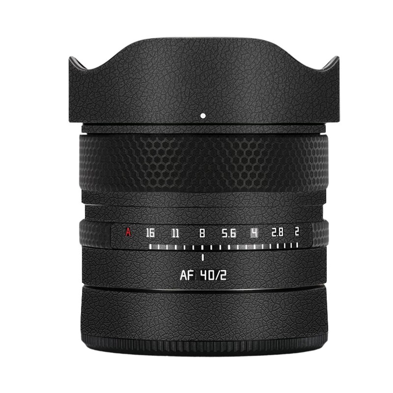 Защитная пленка для объектива Minolta AF40F2 Sony mount, кожаный рисунок черный, полное покрытие 3M клей, премиум