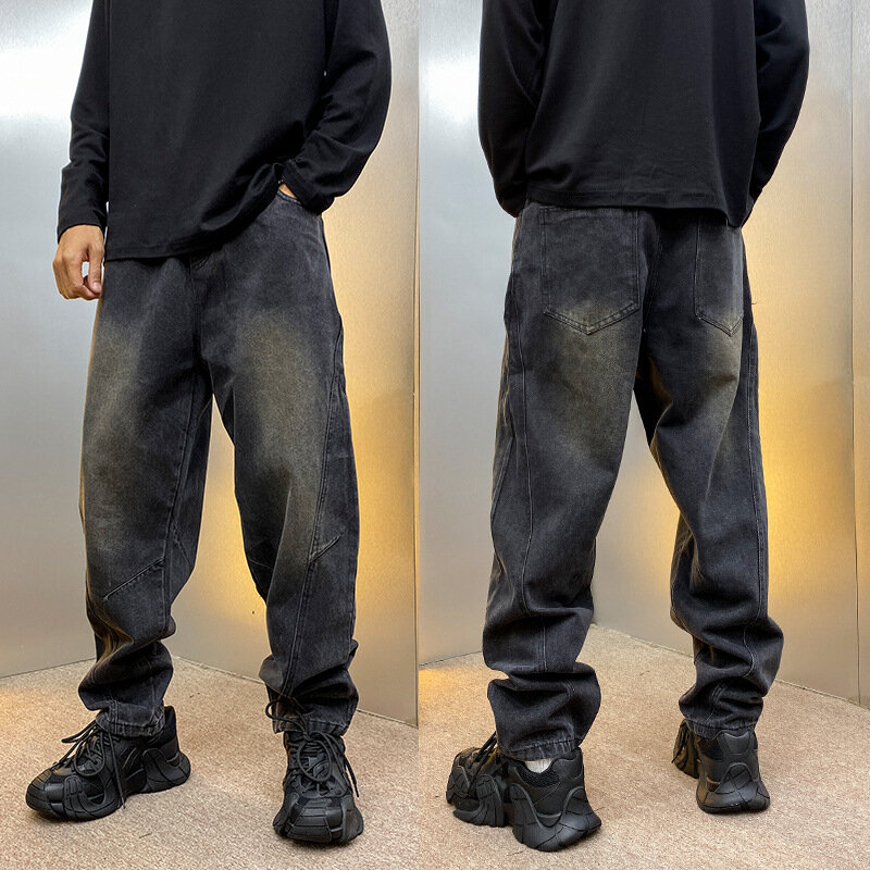 Тренд RONG CH Мужские Джинсы Потертые Лето Слим Кроп Деним, Размер_L