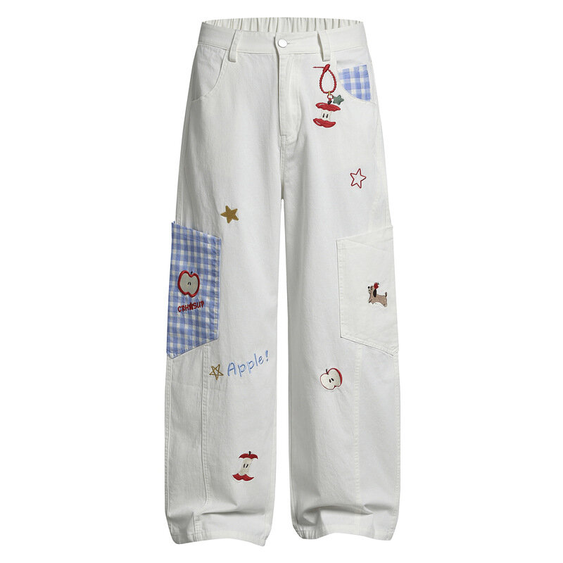 MON Мужские Брюки Бежевые Плиссированные Толстые Зима Уличные Свободные Деним, Размер_XL