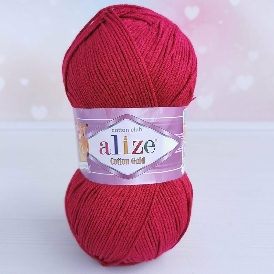 Пряжа Alize COTTON GOLD 390 св. вишня (5 мотков)