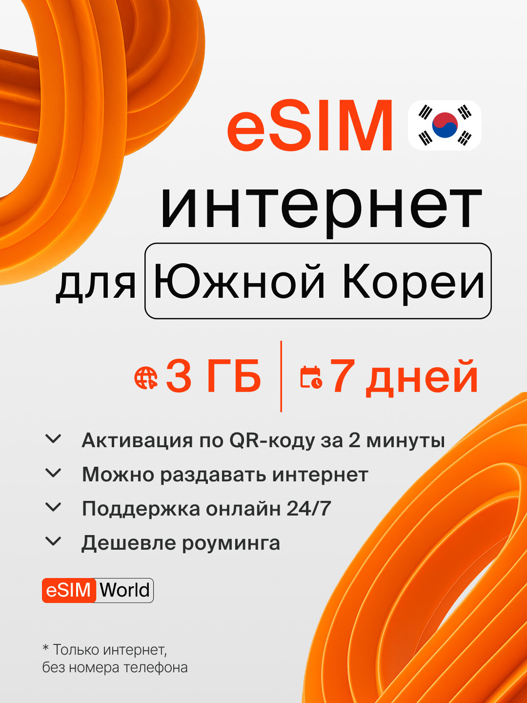 3 ГБ / 7 дней: Туристическая eSIM Республика Корея связь для пляжного отдыха и экскурсий