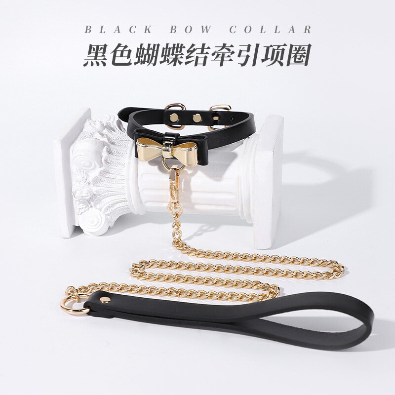 Красочный лук-воротник шейный шнур Черный воротник + тяговая цепочка