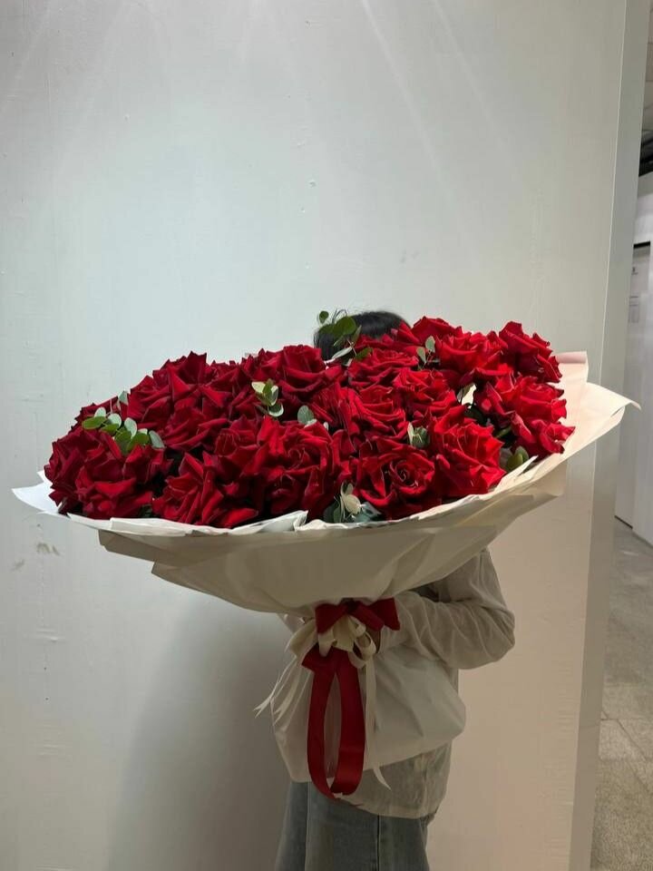 Букет Французские розы Алые 25 шт Премиум, Супер цветы, Для подарка