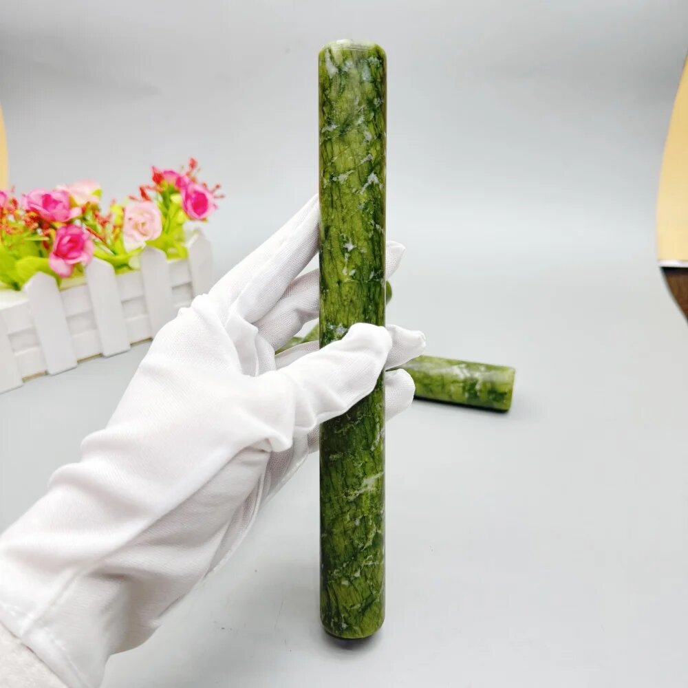 Скалка из натурального камня, зеленая нефритовая хрустальная палочка, целебный духовный орнамент, гладкая антипригарная поверхность, подарок для энтузиастов выпечки