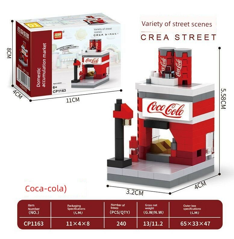Миниатюрный магазин Coca-Cola: Набор для сборки 3D-головоломки, микрочастицы для городского пейзажа, образовательная