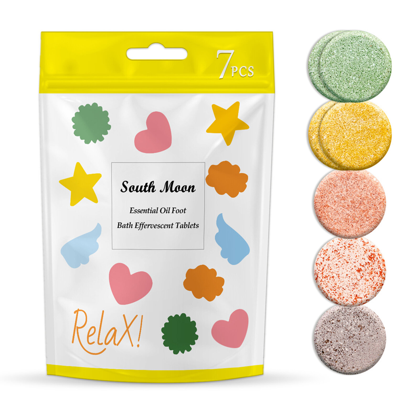 Южная Луна 7 шт. Эфирные масла для ванночки для ног Шипучие таблетки Растительные экстракты Удаление токсинов Снятие усталости Коррекция фигуры