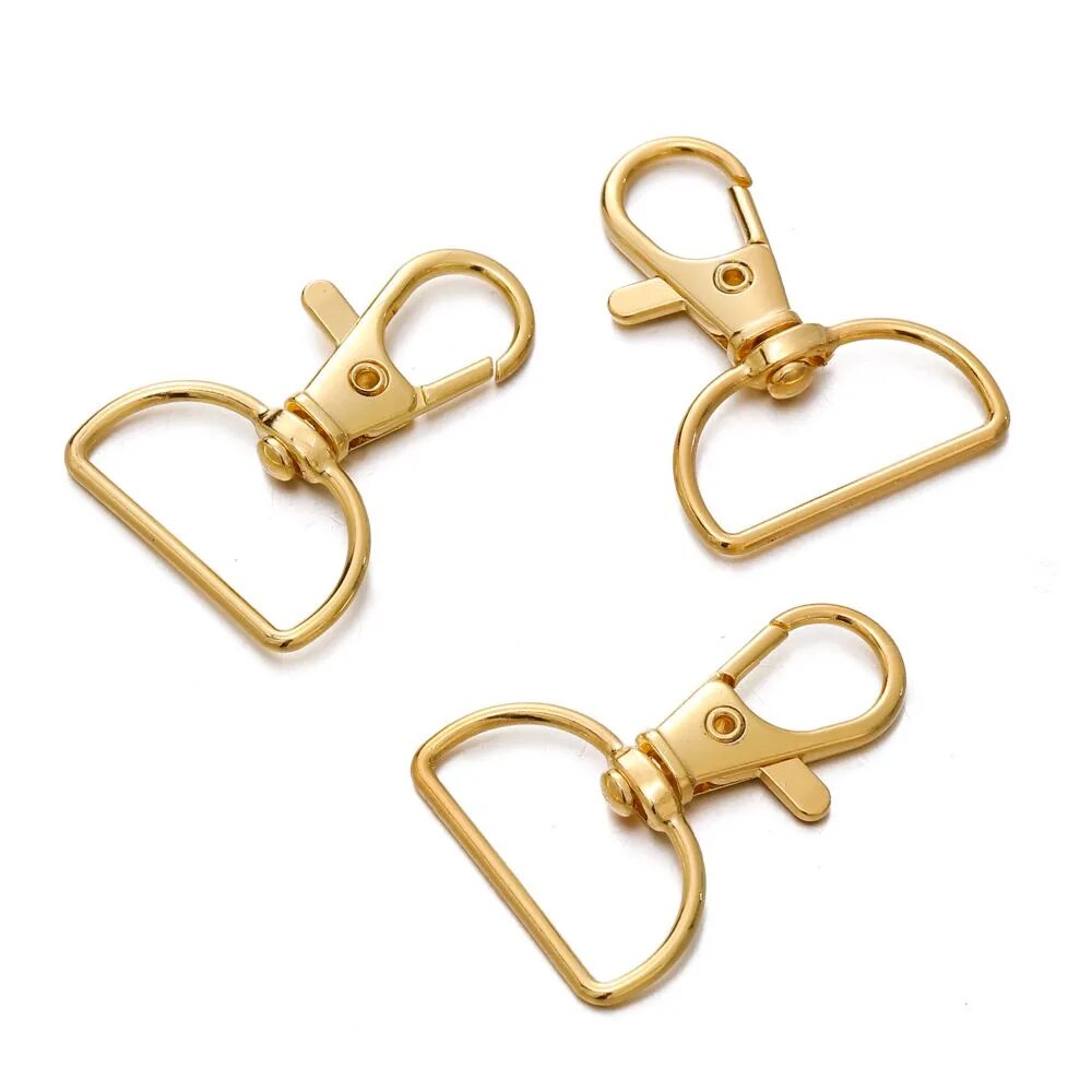 Карабин застежка для ключей, сумок, автомобильных брелоков 10 шт. 40 х 29 mm. Цвет золотой