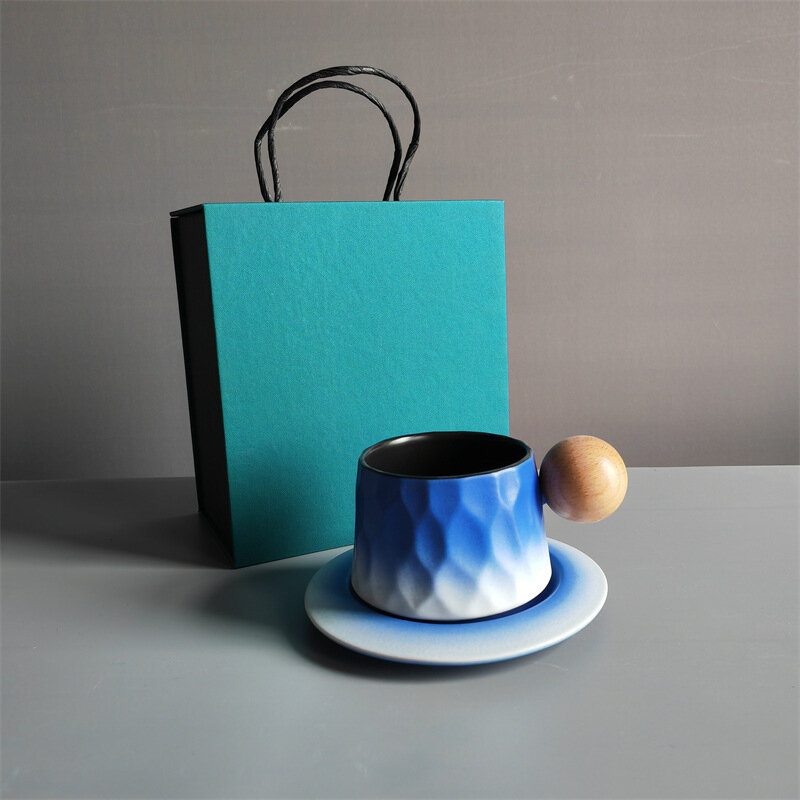 Керамический набор для офиса: чашка и блюдце, ретро простая кружка, офисный послеобеденный чай, высококачественная кофейная чашка с подставкой