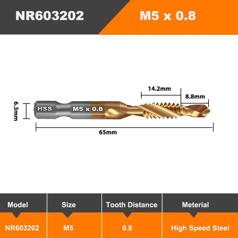 Метчик M5 x 0.8 HSS NR603202, 65 мм