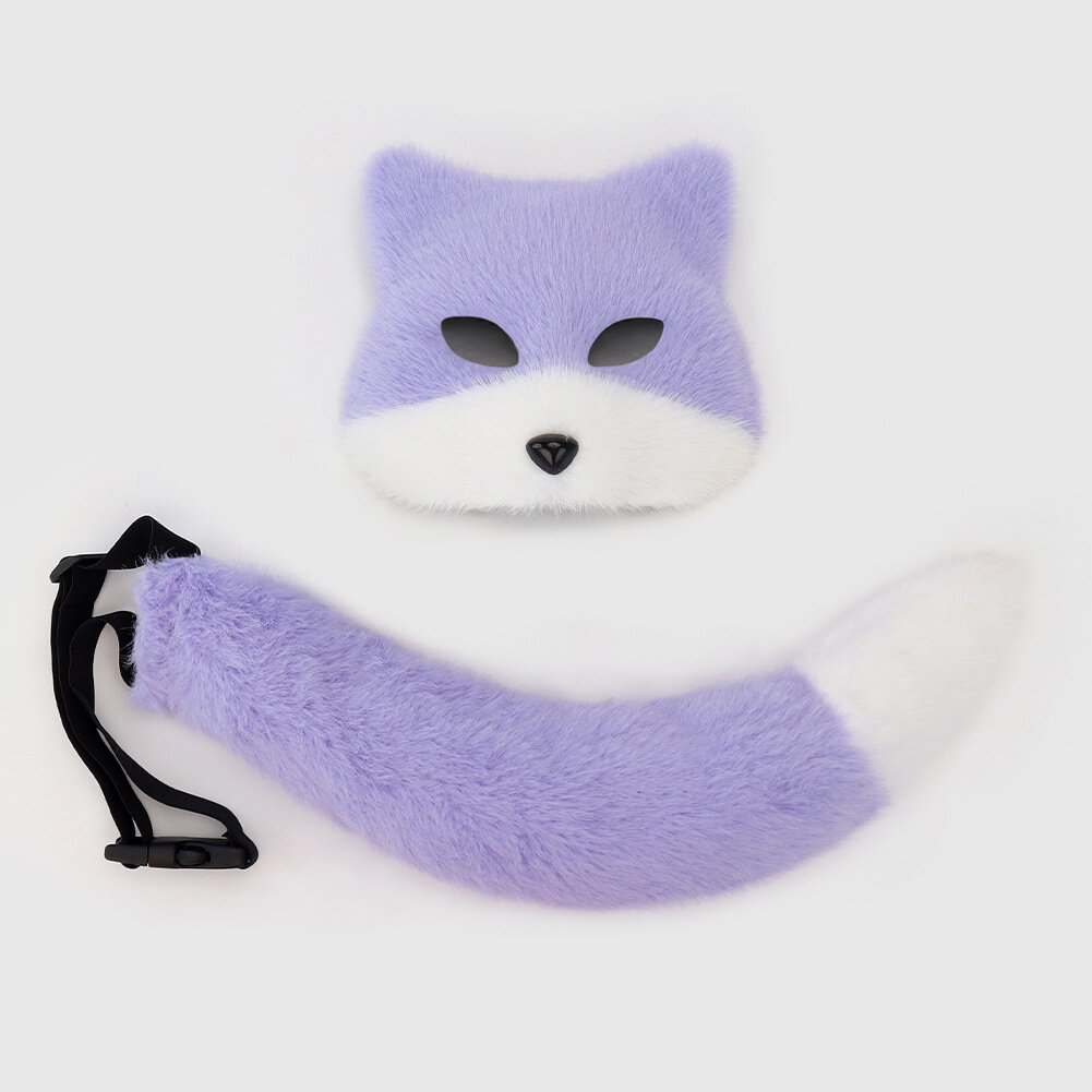 Набор масок новой лисы для косплея, маскарадные аксессуары, хвост животного, цветной блок, плюшевый хвост