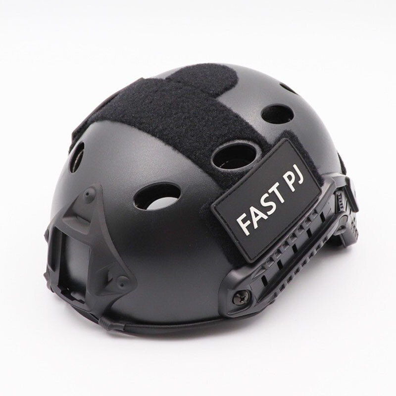 FAST PJ [Oval Hole Black] Tactical Helmet Fall Resistance Free size Game Explosion-proof Lightweight Quantified Special Forces Training Rescue Outdoor Cycling Mountaineering CS Helmet