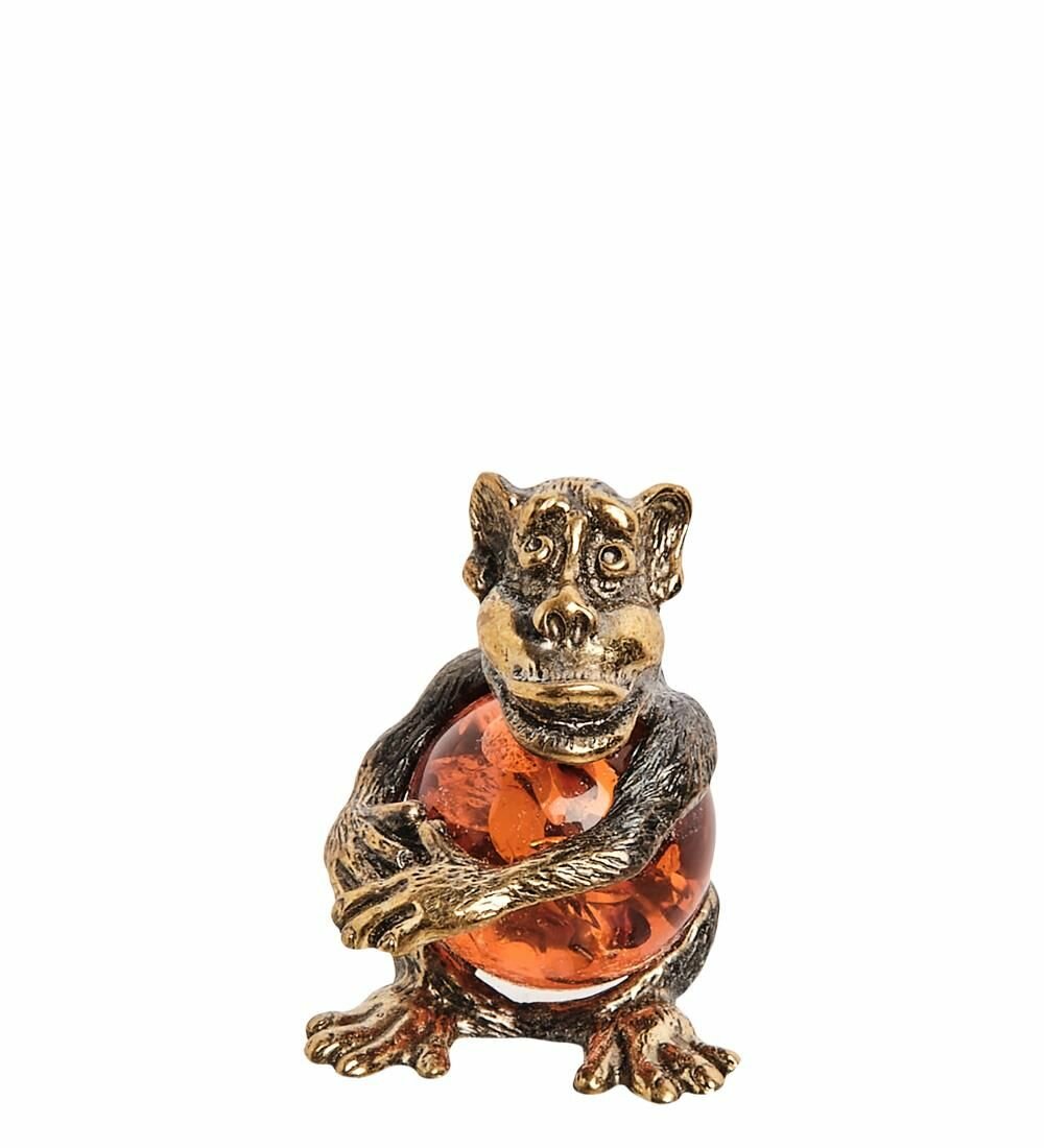 Фигурка Обезьяна (латунь, янтарь) A1965364 Народные промыслы, бронзовый