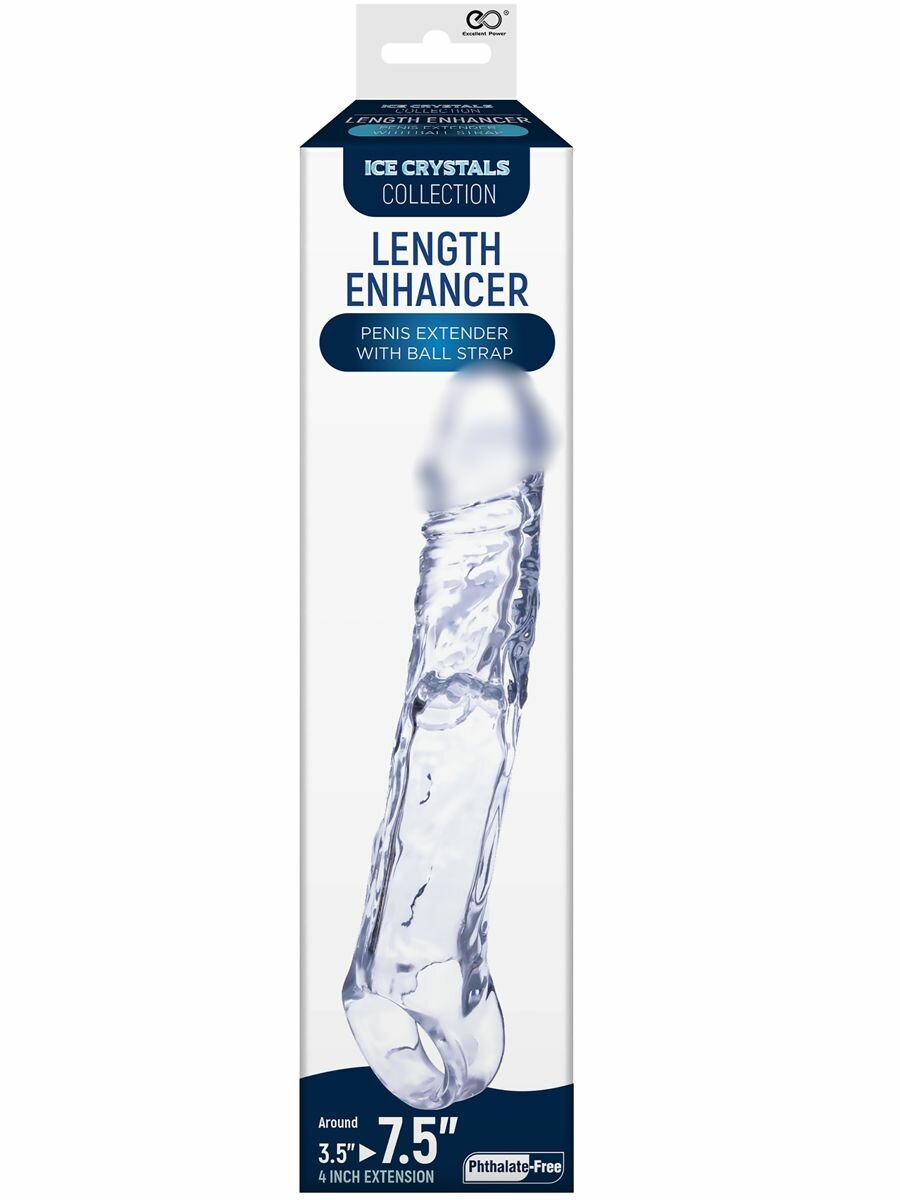 Насадка удлинитель пениса "7.5 Inch Penis Extender With Ball Strap Clear" 19см
