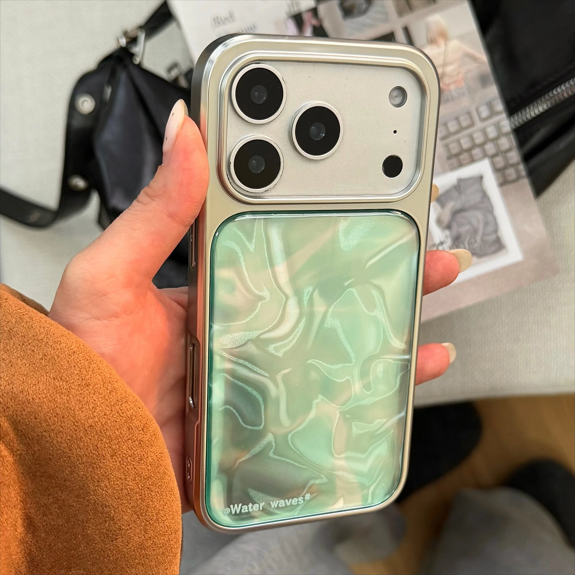 Корейский чехол с эффектом водной ряби для iPhone 18 17 16 15 14 13 Pro Max, защитный, модный, ударопрочный чехол для iPhone 17, подарок для девушек.