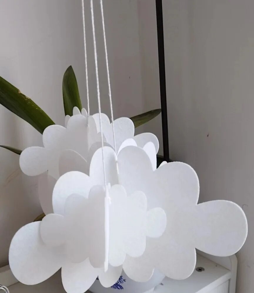 Набор из 16 декоративных облаков из войлока белый