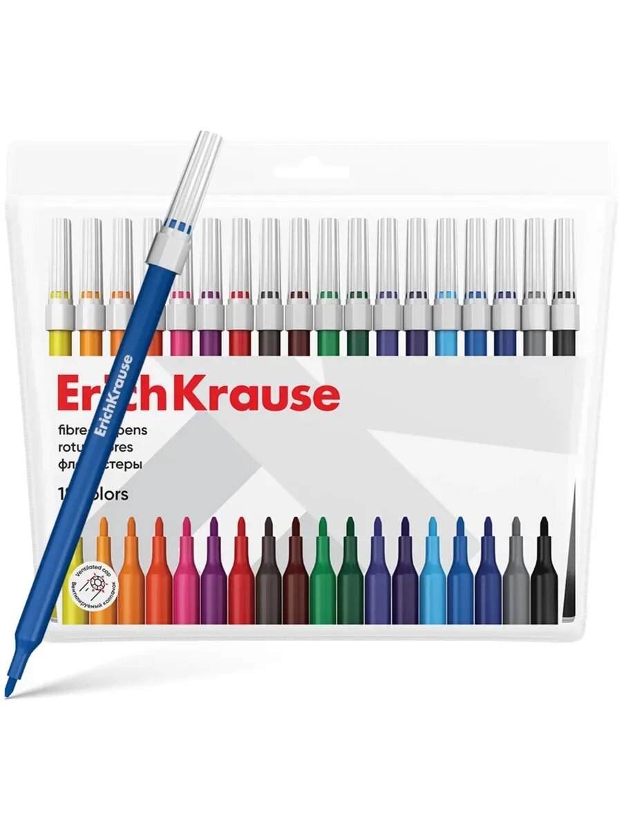 Фломастеры 18 цветов "light", в футляре с европодвесом