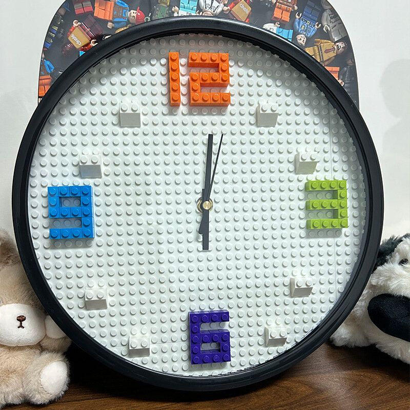 Часы с минифигуркой из мультфильма, совместимые с Lego, настенные часы, декор для детской комнаты, настенные часы для спальни, настенные часы
