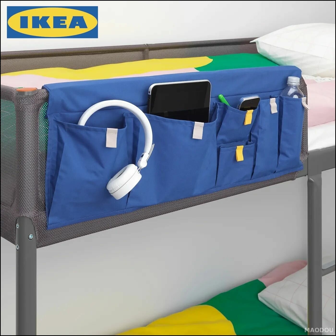 MOJLIGHET IKEA карман для кровати, органайзер синий, 75x27 см