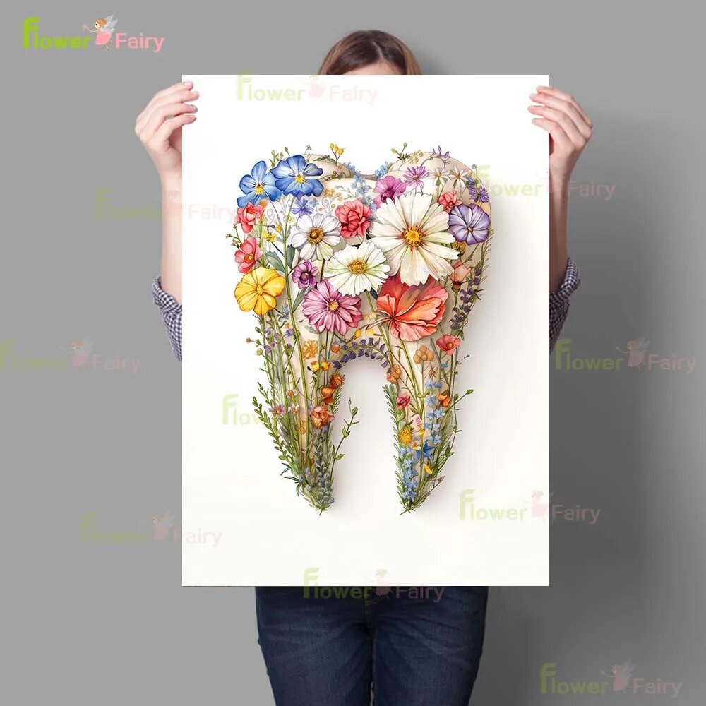 Настенная картина "Цветы Зуб Зубы" C, 50X70cm NoFrame