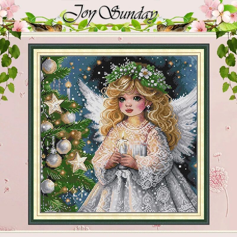 Набор для вышивки крестом Joy Sunday Рождественский ангел 14CT picture printed