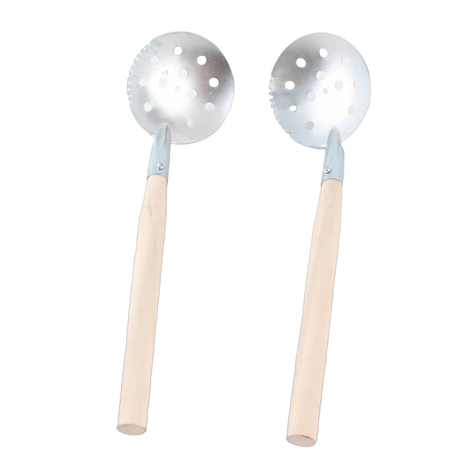 2ШТ Серебряная Деревянная Ручка Железный Скиммер Для Зимней Подледной Рыбалки С Зубчатым Совком Рыболовные Снасти Аксессуар