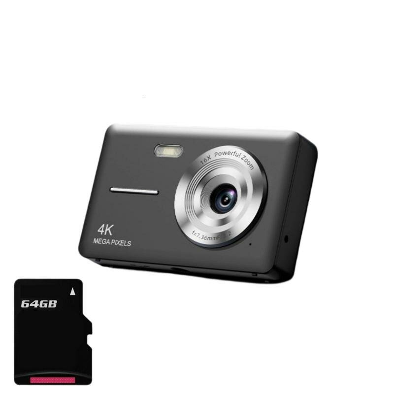 Портативная цифровая камера 48 Мп, Черный - с TF-картой 64G