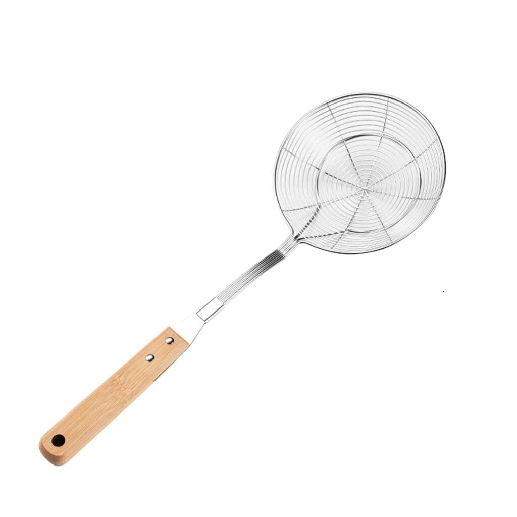 Шумовка из нержавеющей стали с деревянной ручкой, S