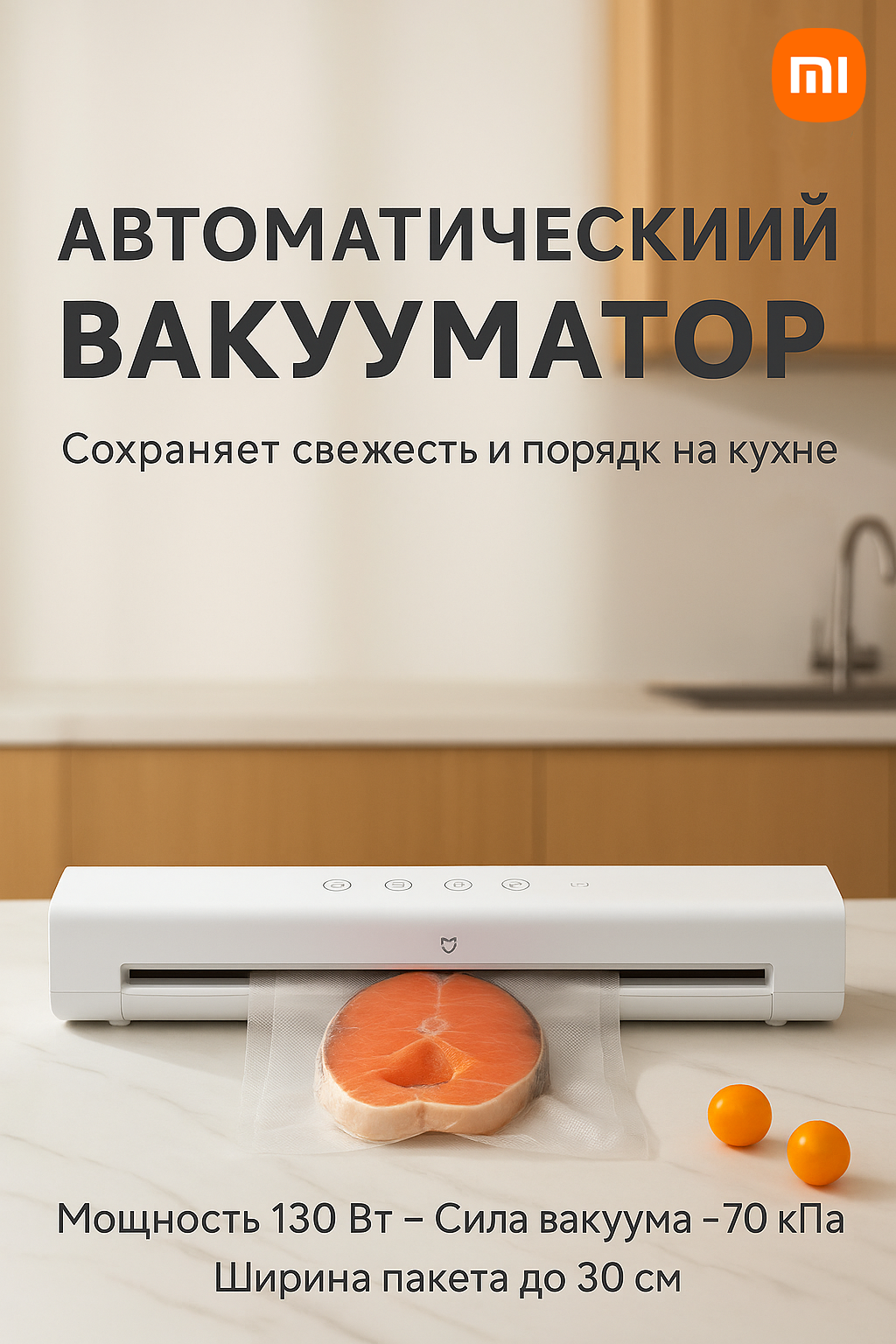Эксклюзивный автоматический упаковщик Mijia от Xiaomi модель MJFKJ06XM для вакуумной герметизации