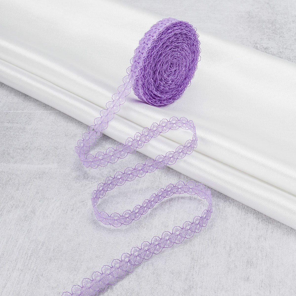 Кружево капроновое для шитья и рукоделия, цвет фиолетовый, 1,5 см х 13,72 м