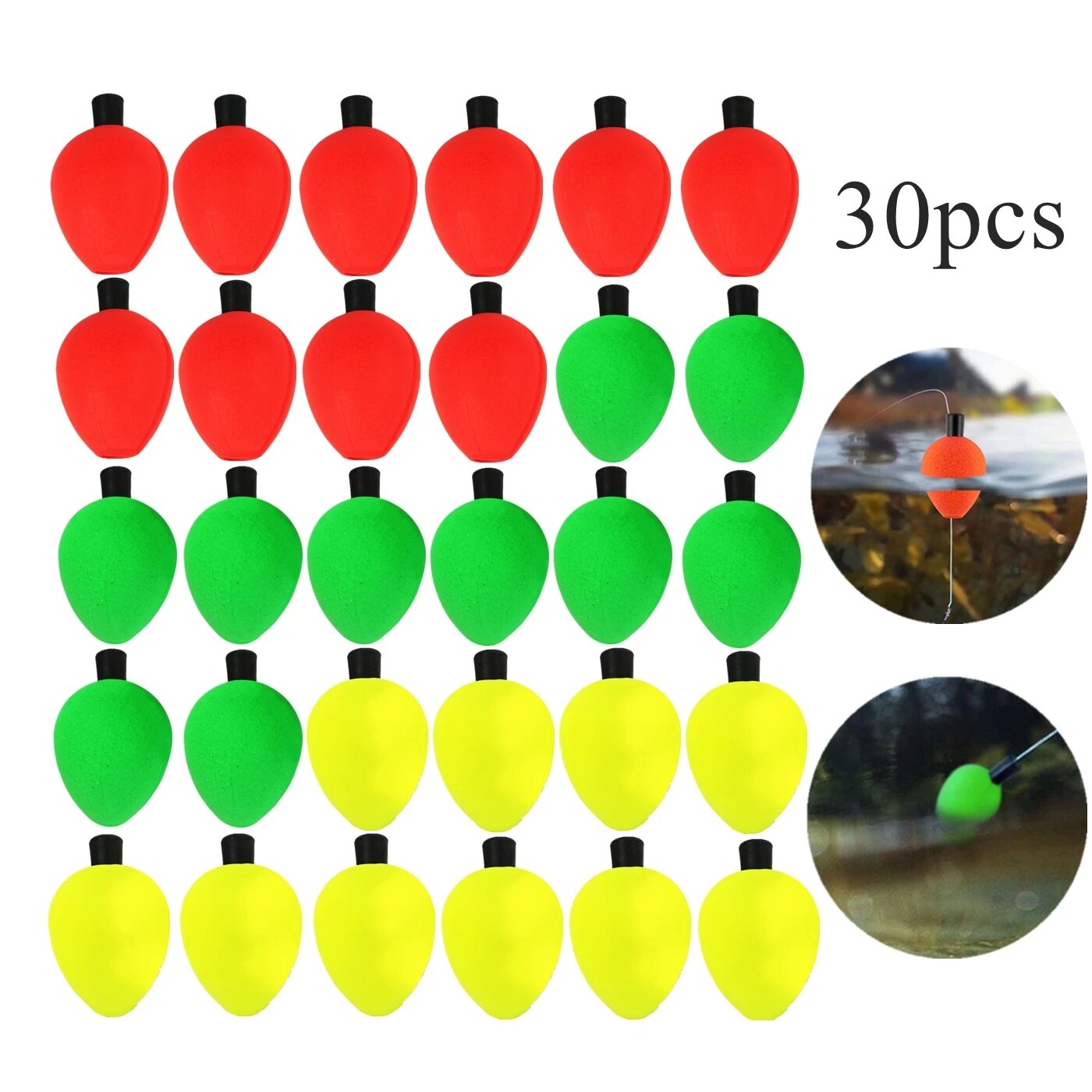 9/30 шт. поплавок для форели, пенопластовый поплавок для рыбалки в форме капли, позиционирующий поплавок для форели, морской пресной воды, индикаторы летающей рыбалки 30 Pieces