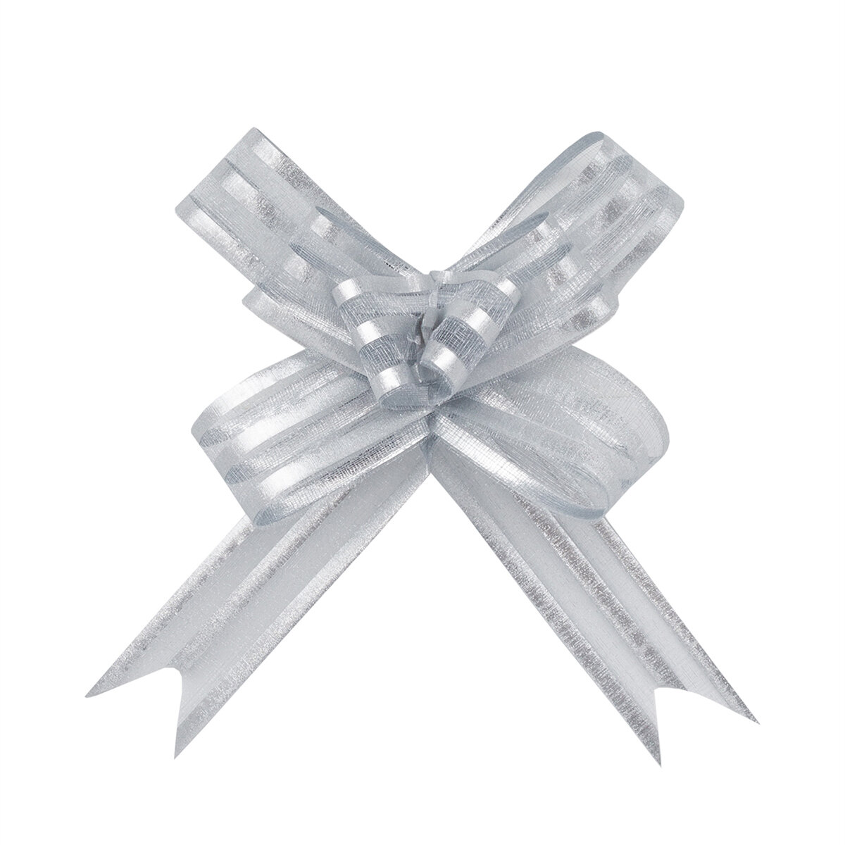 Бант 'Бабочка' для упаковки подарка, диаметр 7 см, ширина ленты 1,7 см, цвет серебристый, 10 шт/упак