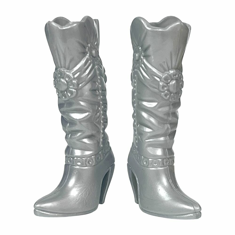 Пара туфель на высоком каблуке для Барби, новые серебристые туфельки