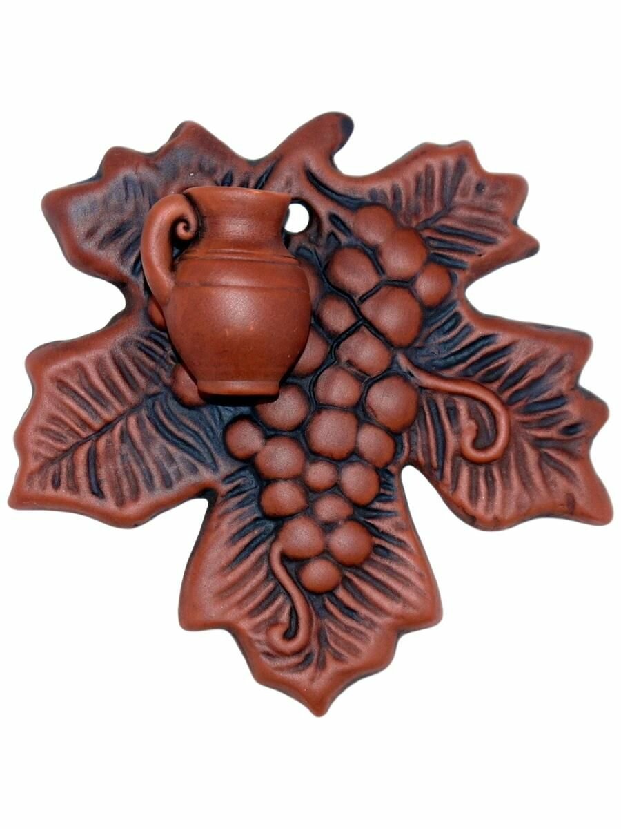 Панно, Плакетка "Лист Виноград большой", глина, керамика, ручная работа